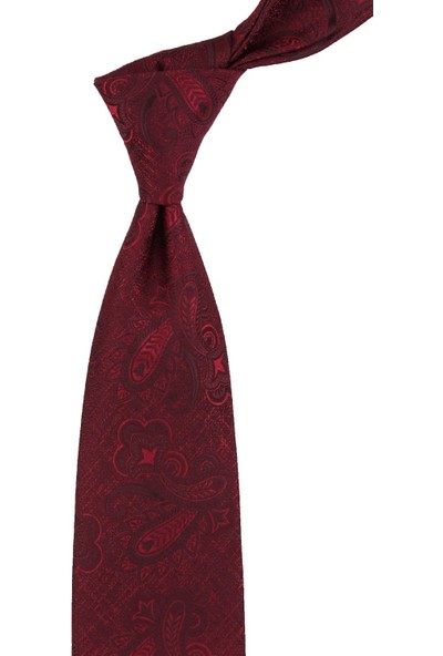 Kravatkolik Bordo Şal Desen Mendilli Klasik Kravat KK10828