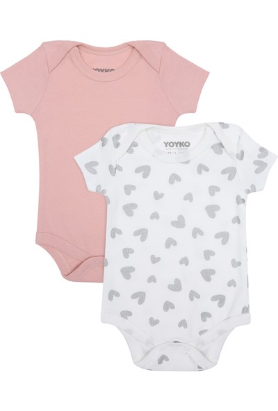 Yoyko 2'li Kısa Kol Kalp Baskılı Body Set Yoyko 2'li Kısa Kol Kalp Baskılı Body Set