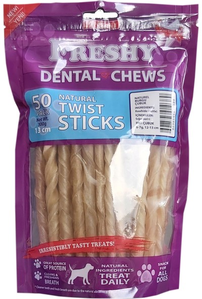Freshy Dental Twists - Naturel Burgu Çubuk - 50'li Maxi Paket Freshy Dental Twists - Naturel Burgu Çubuk - 50'li Maxi Paket