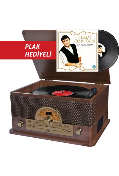 ION Superior Lp Ahşap Hoparlörlü Pikap ve Ferdi Özbeğen Şarkılarım Plak ION Superior Lp Ahşap Hoparlörlü Pikap ve Ferdi Özbeğen Şarkılarım Plak