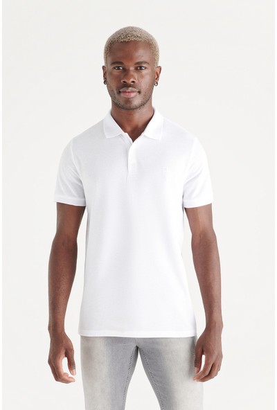 Avva Erkek Beyaz Polo Yaka Jakarlı Slim Fit T-Shirt A11Y1204 Avva Erkek Beyaz Polo Yaka Jakarlı Slim Fit T-Shirt A11Y1204
