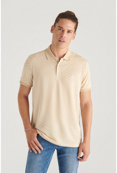 Avva Erkek Bej Polo Yaka Jakarlı Slim Fit T-Shirt A11Y1200 Avva Erkek Bej Polo Yaka Jakarlı Slim Fit T-Shirt A11Y1200