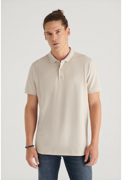 Avva Erkek Bej Polo Yaka Jakarlı Slim Fit T-Shirt A11Y1204 Avva Erkek Bej Polo Yaka Jakarlı Slim Fit T-Shirt A11Y1204