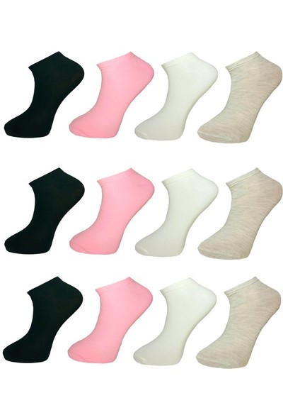 Lara Çorap 12'li 10-12 Yaş 4 Renk Çocuk Patik Çorap (35-36)