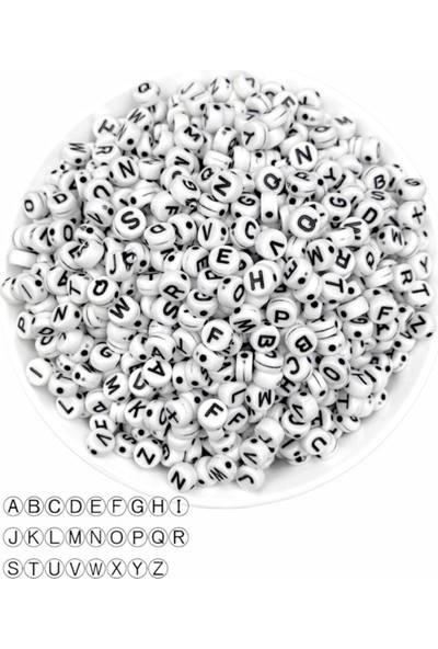 Hedef Bijuteri 50 gr Harf BONCUK,4X7MM Yassı Beyaz Üzeri Siyah Harf Boncuk (50GR,~375 Adet) Hedef Bijuteri 50 gr Harf BONCUK,4X7MM Yassı Beyaz Üzeri Siyah Harf Boncuk (50GR,~375 Adet)