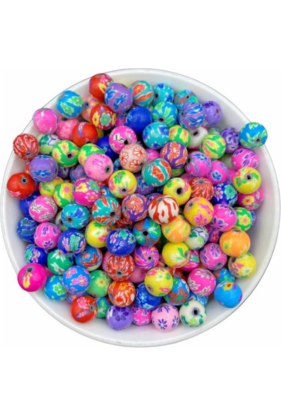Hedef Bijuteri 10MM Karışık Çiçek Desenli Yuvarlak Top Model Polimer Kil Fimo Boncuk (25 Adet) Hedef Bijuteri 10MM Karışık Çiçek Desenli Yuvarlak Top Model Polimer Kil Fimo Boncuk (25 Adet)