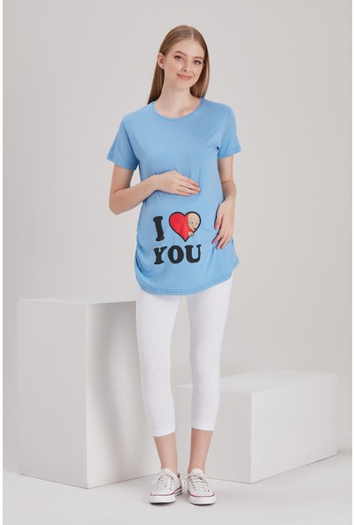 Işşıl 4490-KALPTEN Bakan Bebek Kısa Kol Viskon Hamile T-Shirt
