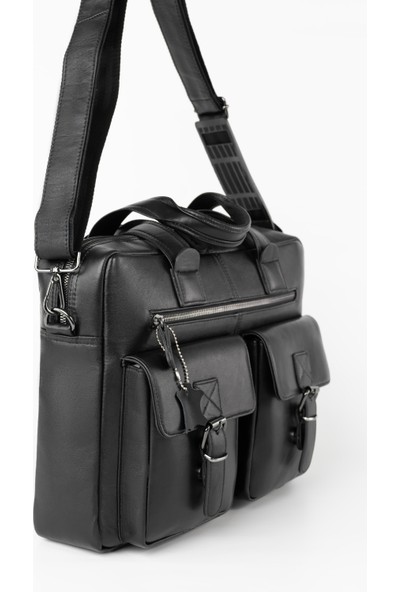 Derinss Deri Unisex Siyah Laptop & Evrak Çantası _DUB101