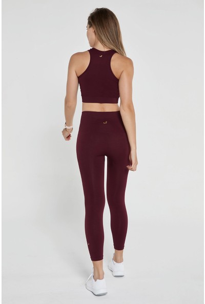 Jerf Palmi Kendinden Desenli Yuvarlak Yaka Kaplı Bra Bordo Jerf Palmi Kendinden Desenli Yuvarlak Yaka Kaplı Bra Bordo