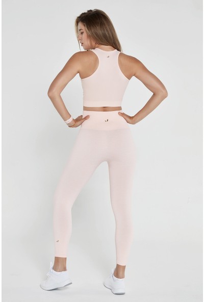 Jerf Palmi Kendinden Desenli Yuvarlak Yaka Kaplı Bra Açık Pembe