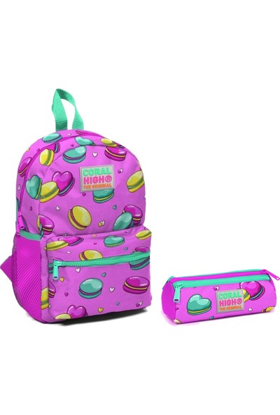 Yaygan Coral High Kurabiye Baskılı Kız Çocuk Yuva ve Anaokulu Çanta Seti