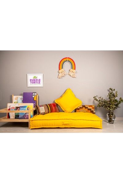 Purple Turtle Fransız Tarzı El Işçiliği Yer Yatağı Dekoratif Minder French Mattress Sarı