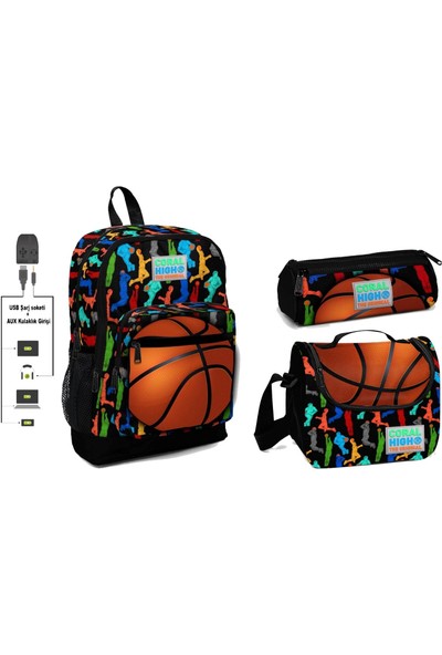 Yaygan Coral High USB ve Aux Çıkışlı Okul Çanta Seti Erkek Çocuk Basketbol Baskılı Yaygan Coral High USB ve Aux Çıkışlı Okul Çanta Seti Erkek Çocuk Basketbol Baskılı