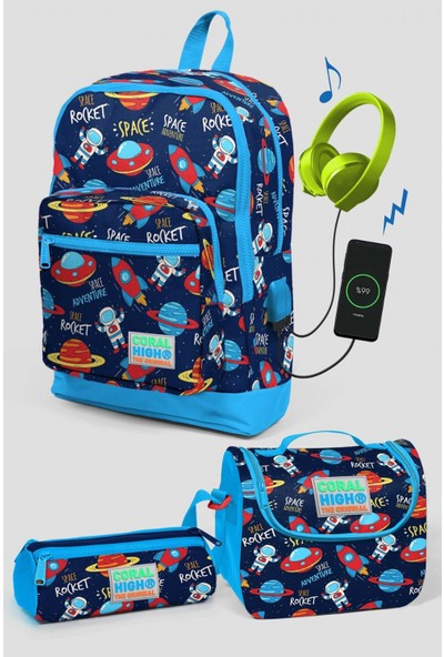 Yaygan Coral High Lacivert Uzay Desenli Okul Çanta Seti Erkek Çocuk Yaygan Coral High Lacivert Uzay Desenli Okul Çanta Seti Erkek Çocuk