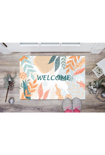 Ibsalpin Bayrak Welcome Yazılı Yaprak Desenli Dijital Baskılı Kaymaz Taban Paspas Ibsalpin Bayrak Welcome Yazılı Yaprak Desenli Dijital Baskılı Kaymaz Taban Paspas