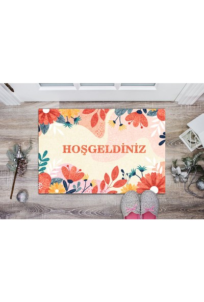 Ibsalpin Bayrak Desenli Dijital Baskılı Kaymaz Taban Paspas