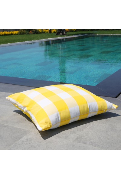 Homing Outdoor Dış Mekan Kareli Desenli Bahçe Minderi / Su ve Kum Tutmaz Kumaş HMY-6212