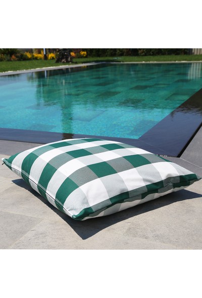 Homing Outdoor Dış Mekan Kareli Desenli Bahçe Minderi / Su ve Kum Tutmaz Kumaş HMY-6214