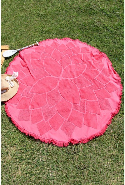 Baveno %100 Pamuk Yuvarlak Jakarlı Plaj Havlusu & Piknik Örtüsü