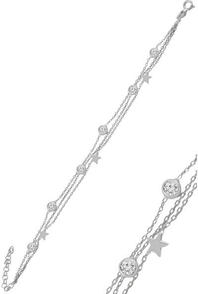 Söğütlü Silver Gümüş Rodyumlu Zirkon Taşlı Yıldız Figürlü Bileklik Söğütlü Silver Gümüş Rodyumlu Zirkon Taşlı Yıldız Figürlü Bileklik