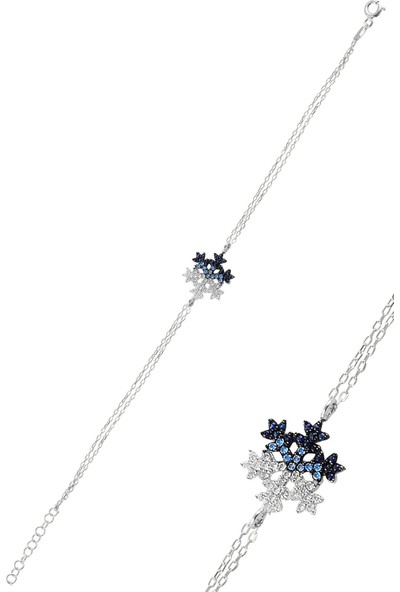 Söğütlü Silver Gümüş Rodyumlu Renkli Kar Tanesi Bileklik