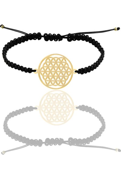 Söğütlü Silver Gümüş Altın Yaldızlı Yaşam Çiçeği Örgülü Bileklik