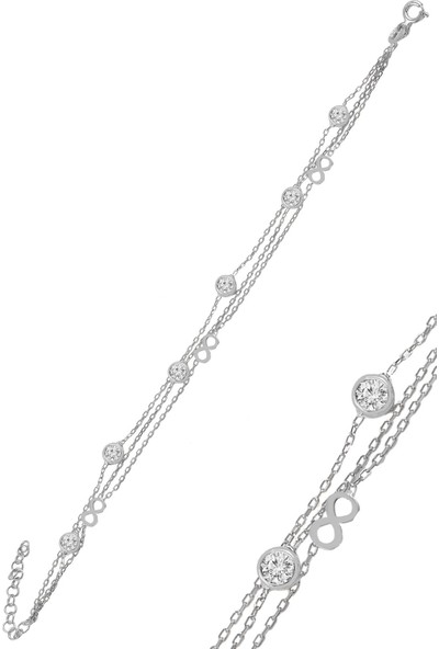 Söğütlü Silver Gümüş Rodyumlu Zirkon Taşlı Sonsuz Figürlü Bileklik