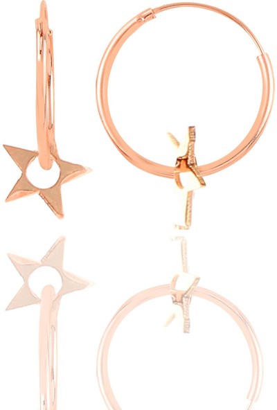 Söğütlü Silver Gümüş Rose Yıldız Halka Küpe