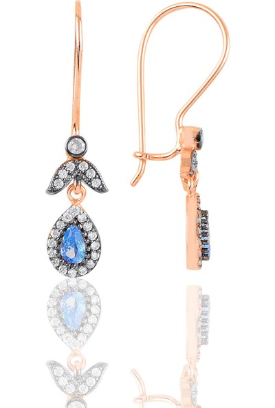Söğütlü Silver Gümüş Rose Akuamarin Taşlı Damla Küpe Söğütlü Silver Gümüş Rose Akuamarin Taşlı Damla Küpe
