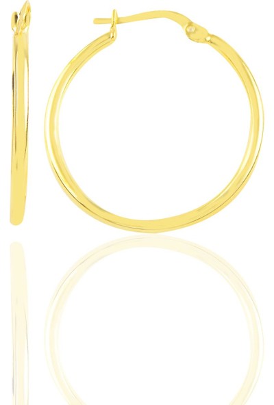 Söğütlü Silver Gümüş Altın Yaldızlı 29 mm Şarnel Halka Küpe