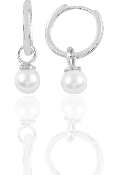 Söğütlü Silver Gümüş Rodyumlu 14 mm Incili Halka Küpe