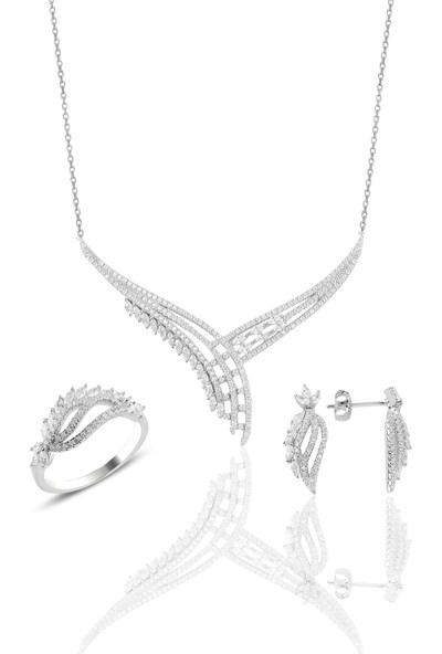 Söğütlü Silver Gümüş Rodyumlu Pırlanta Modeli Beyaz Altın Görünümlü Kolye Küpe ve Yüzük Seti Söğütlü Silver Gümüş Rodyumlu Pırlanta Modeli Beyaz Altın Görünümlü Kolye Küpe ve Yüzük Seti