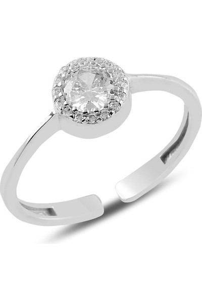 Söğütlü Silver Gümüş Pırlanta Montürlü Ayarlamalı Yüzük