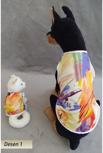 Petviya Desen 1 Kedi ve Köpek Tişörtü L Beden