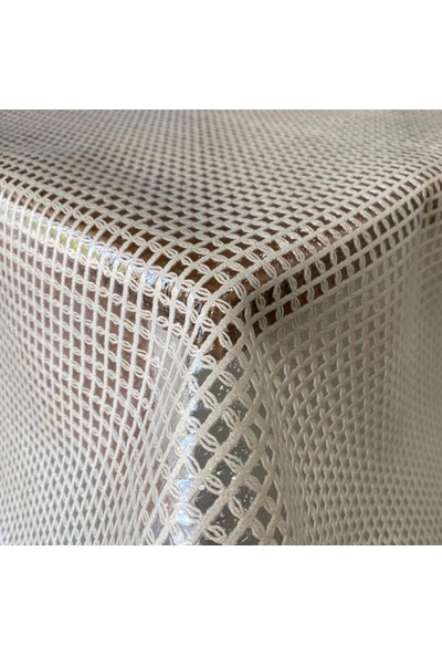 Yıldız Home Şeffaf Kaplamalı Örgü Hasır Desenli Pvc Muşamba Lüks Masa Örtüsü Krem