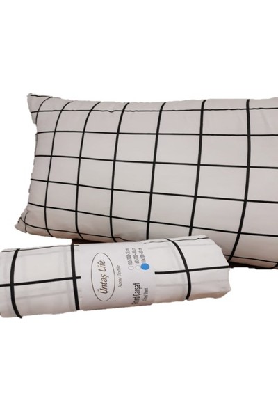 Üntaş Life Çift Kişilik Lastikli Çarşaf + 2 Adet Yastık Kılıfı 160 x 200 Cm. Minikarosiyahbeyaz Ecmnikaro4