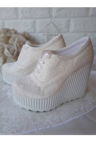 Modavien Kadin Beyaz Dolgu Topuk 11 cm Gelin Ayakkabisi MODAVIEN710S