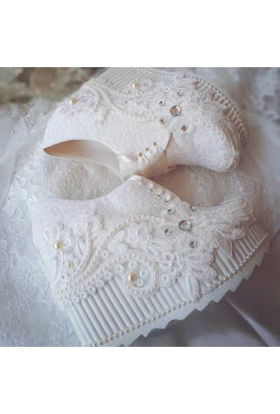 Modavien Kadin Beyaz Dolgu Topuk Gelin Ayakkabisi 71014