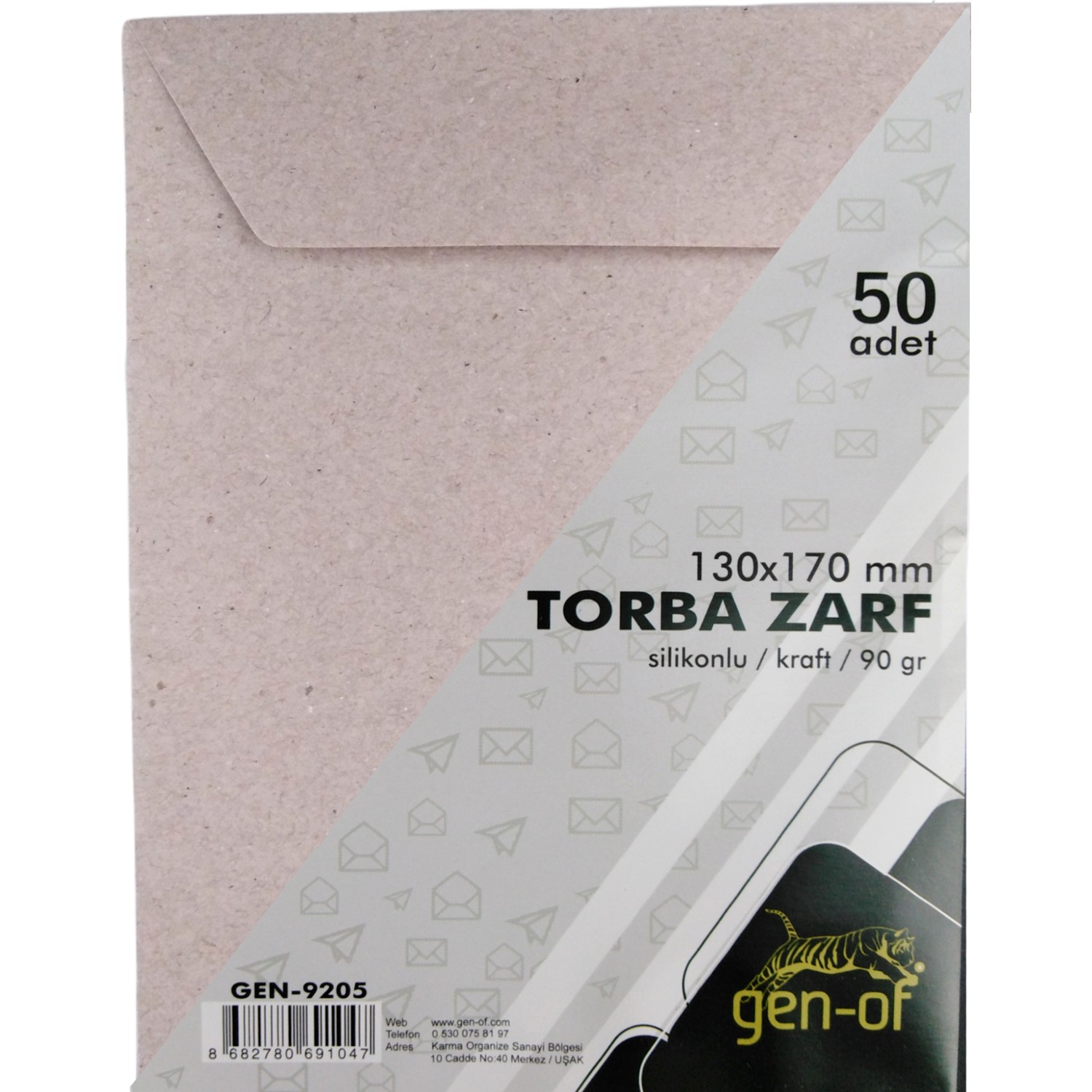 Gen-Of Torba Zarf 13X17 cm Kraft 90 gr Silikonlu 50'li Fiyatı