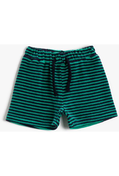 Koton Erkek Bebek Çizgili Şort Beli Bağlamalı Pamuklu