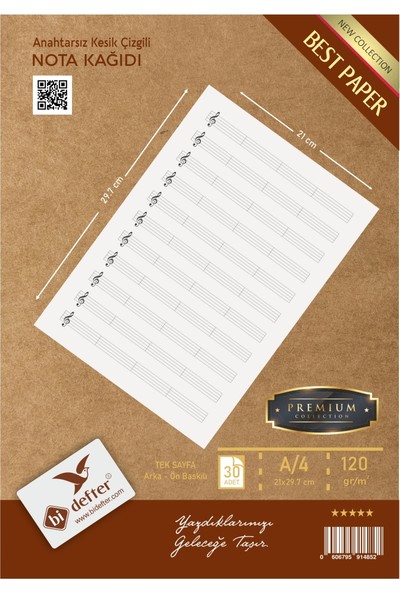 Bi Defter Müzik Nota Kağıdı Anahtarlı Kesik Çizgili Bi Defter Müzik Nota Kağıdı Anahtarlı Kesik Çizgili