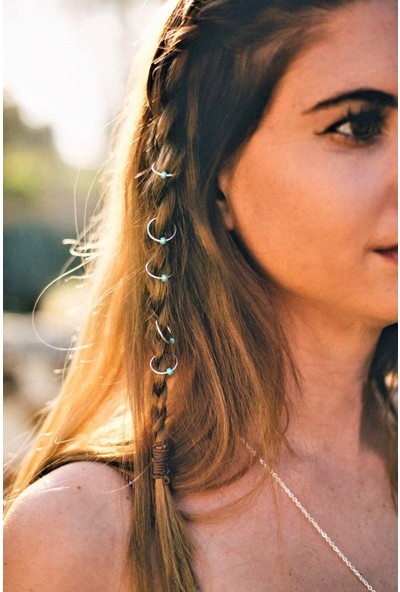 H&E Design Kadın Blue Dream Silver Saç Küpe Seti