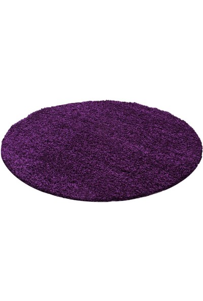 Ayyıldız Yuvarlak Shaggy Halı 50 mm Hav Yüksekliğinde Düz Mor Lila Renginde