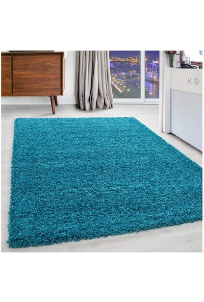 Ayyıldız Shaggy Halı 50 mm Hav Yüksekliğinde Düz Mavi Renginde