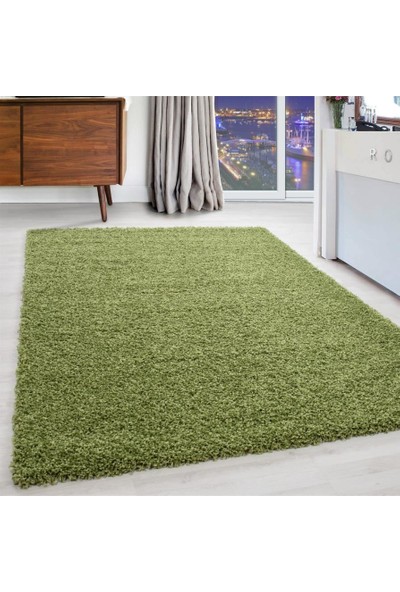 Ayyıldız Shaggy Halı 50 mm Hav Yüksekliğinde Düz Yeşil Renginde