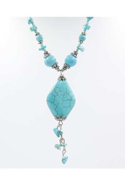 Takıhanem Firuze Doğal Taşlı Tasarım Kolye