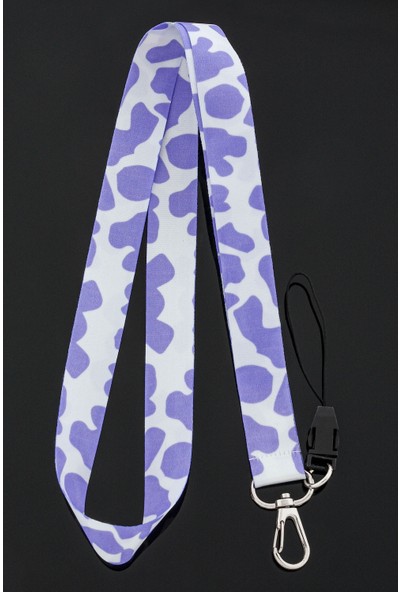 Apptakı Mor Inek Desenli Yaka Kartı Boyun Ipi Telefon Askısı ASK0137