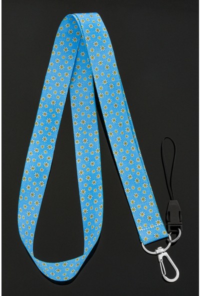 Apptakı Papatya Desenli Yaka Kartı Boyun Ipi Telefon Askısı ASK0141