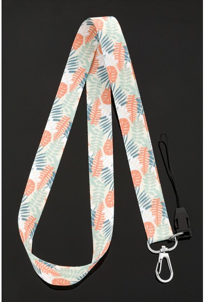 Apptakı Palmiye Desenli Yaka Kartı Boyun Askı Ipi Telefon Askı Ipi ASK0147