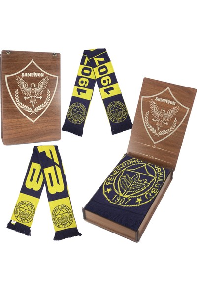 Fenerbahçe Dokuma Atkı Özel Ahşap Kutulu